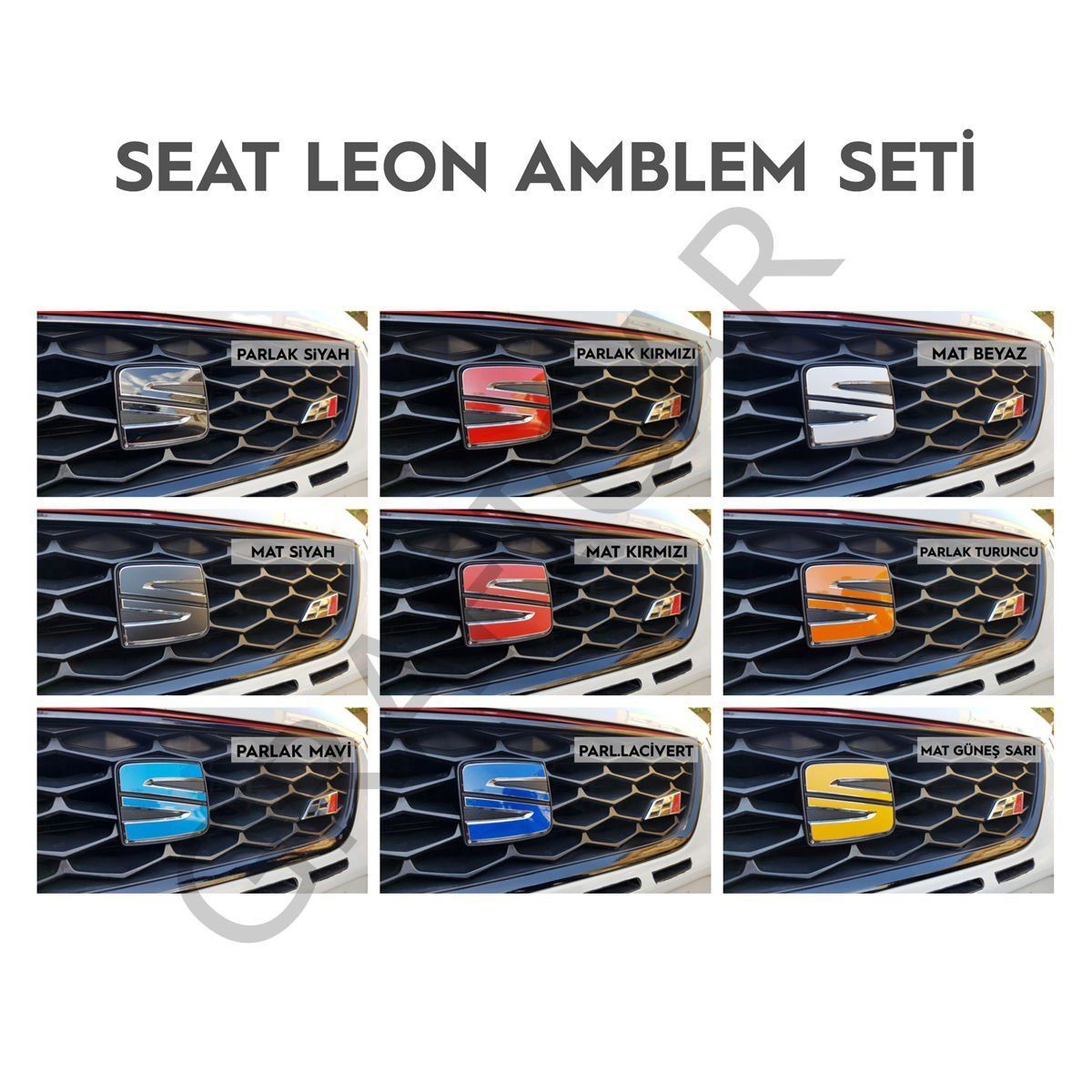 Seat Leon MK3/MK3.5 Amblem Sticker Set 2013-2016 - FIRÇALI SARI